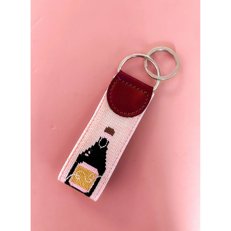Champagne Needlepoint Keychain | Cambridge Uncommon