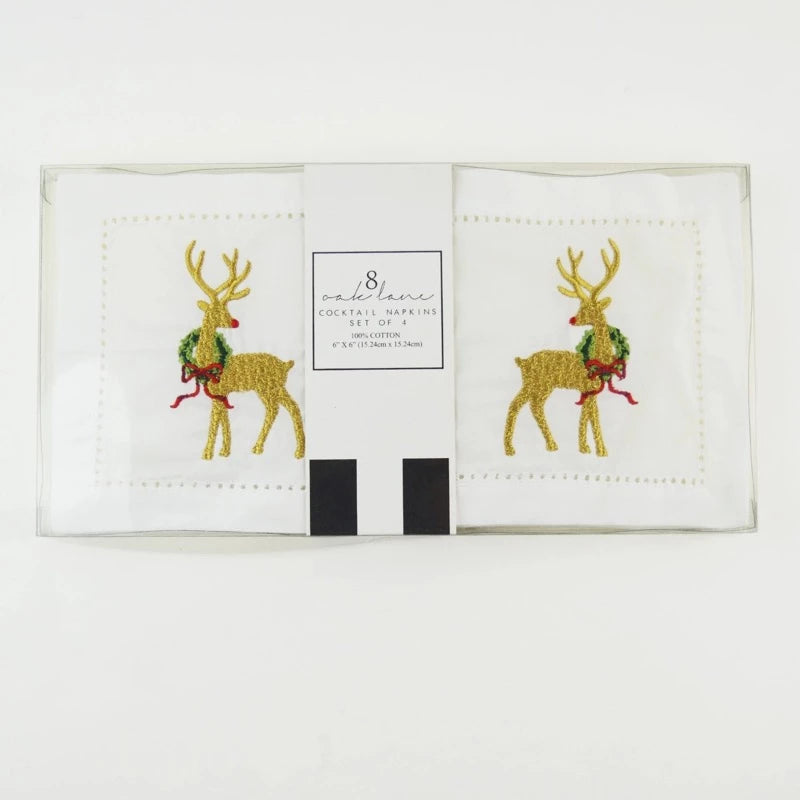 Christmas Reindeer Cocktail Napkins | Set of 4 | Cambridge Uncommon